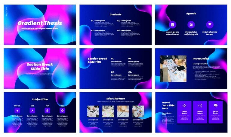 Gradient Thesis Presentation Templates -Google Slides PowerPoint