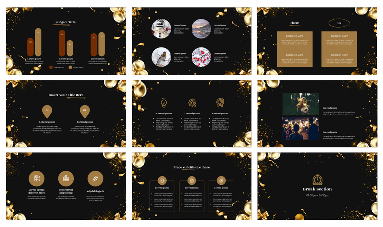 New Year Party Greeting Free Google Slides PowerPoint Template