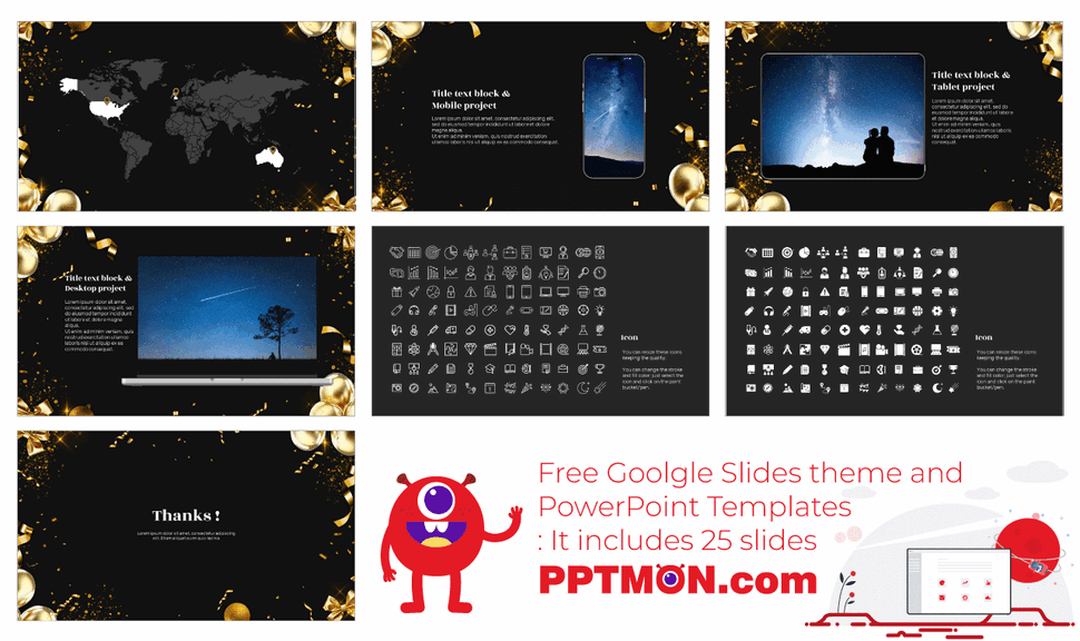 New Year Party Greeting Free Google Slides PowerPoint Template