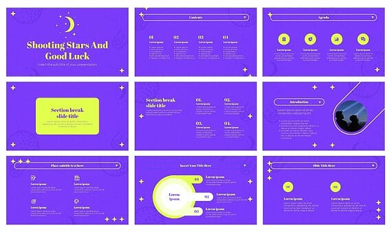 Shooting Stars And Good Luck Free Google Slides PPT Templates