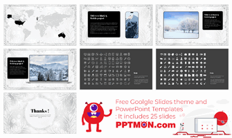 Winter Silver Glitter Google Slides Themes PowerPoint Templates