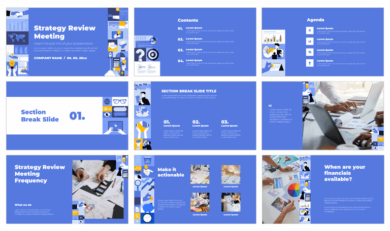 Strategy Review Meeting Google Slides PowerPoint Templates