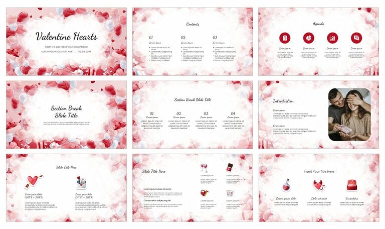 Valentine Hearts Free Google Slides Theme PowerPoint Template