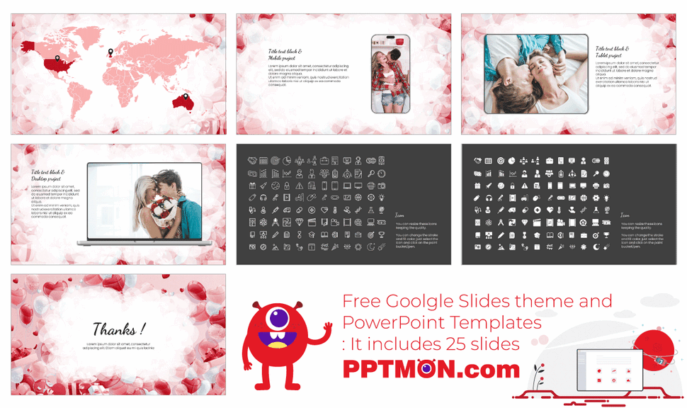 Valentine Hearts Free Google Slides Theme PowerPoint Template
