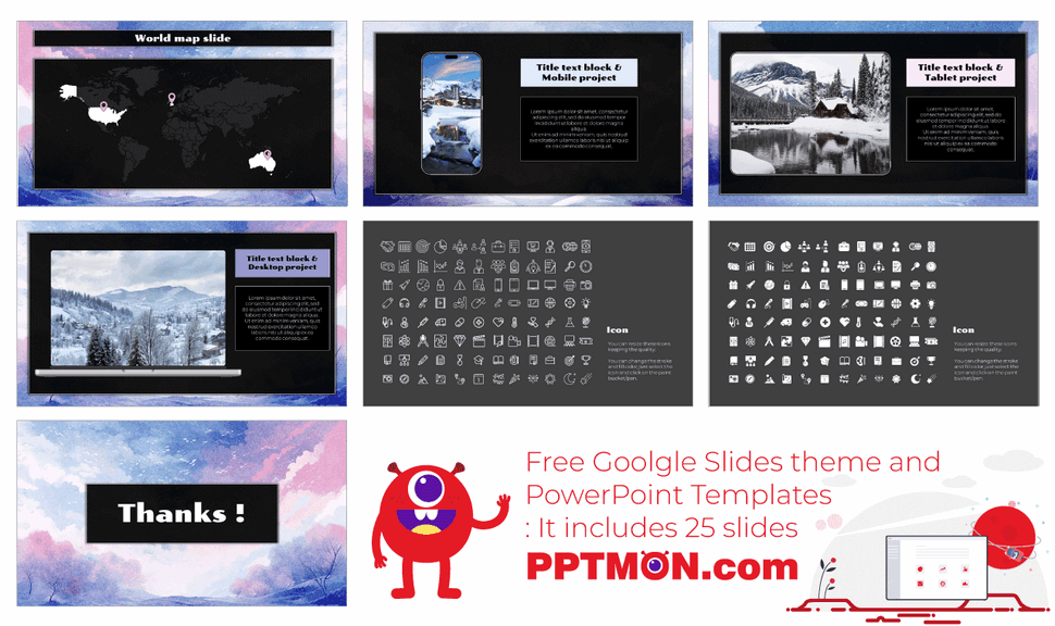 Winter Snowfall Background Google Slides PowerPoint Templates