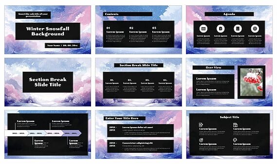 Winter Snowfall Background Google Slides PowerPoint Templates