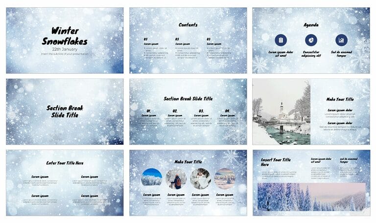 Winter Snowflakes Google Slides Themes PowerPoint Templates