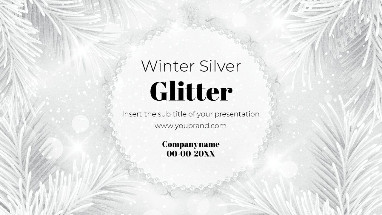 Winter Silver Glitter Google Slides Themes PowerPoint Templates