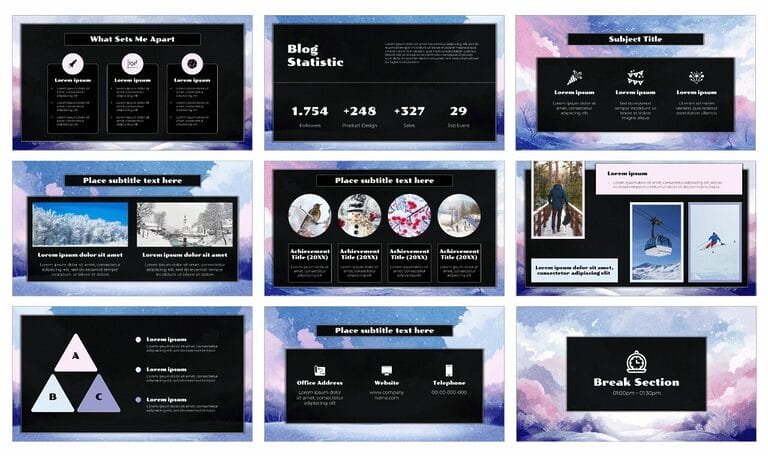 Winter Snowfall Background Google Slides PowerPoint Templates