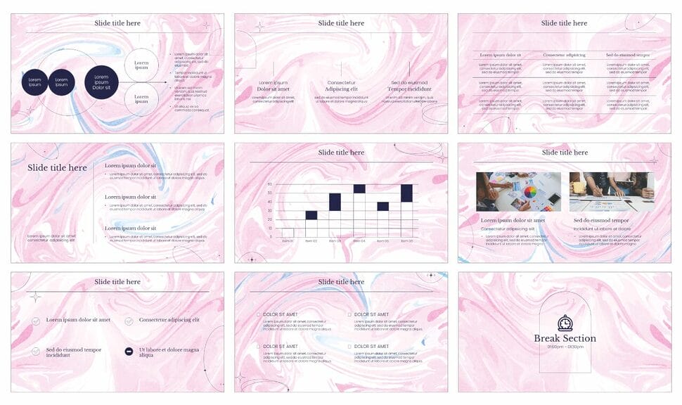 Aesthetic Pink Marble Google Slides Theme PowerPoint Template