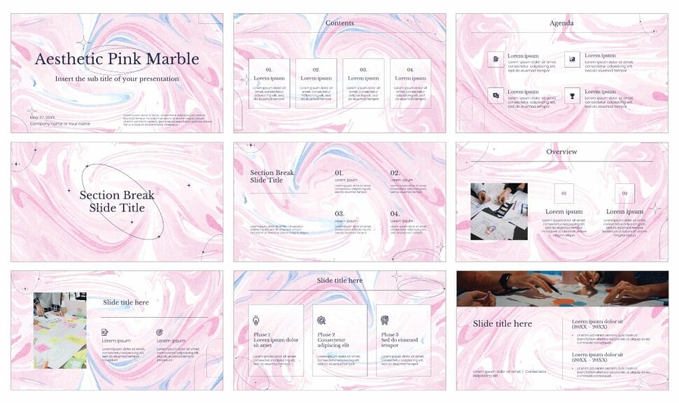 Aesthetic Pink Marble Google Slides Theme PowerPoint Template
