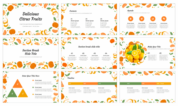 Delicious Citrus Fruits Google Slides Theme PowerPoint Template