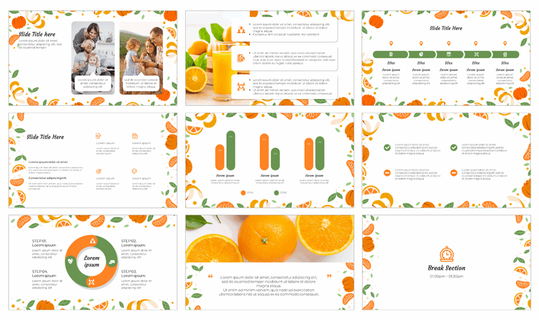 Delicious Citrus Fruits Google Slides Theme PowerPoint Template