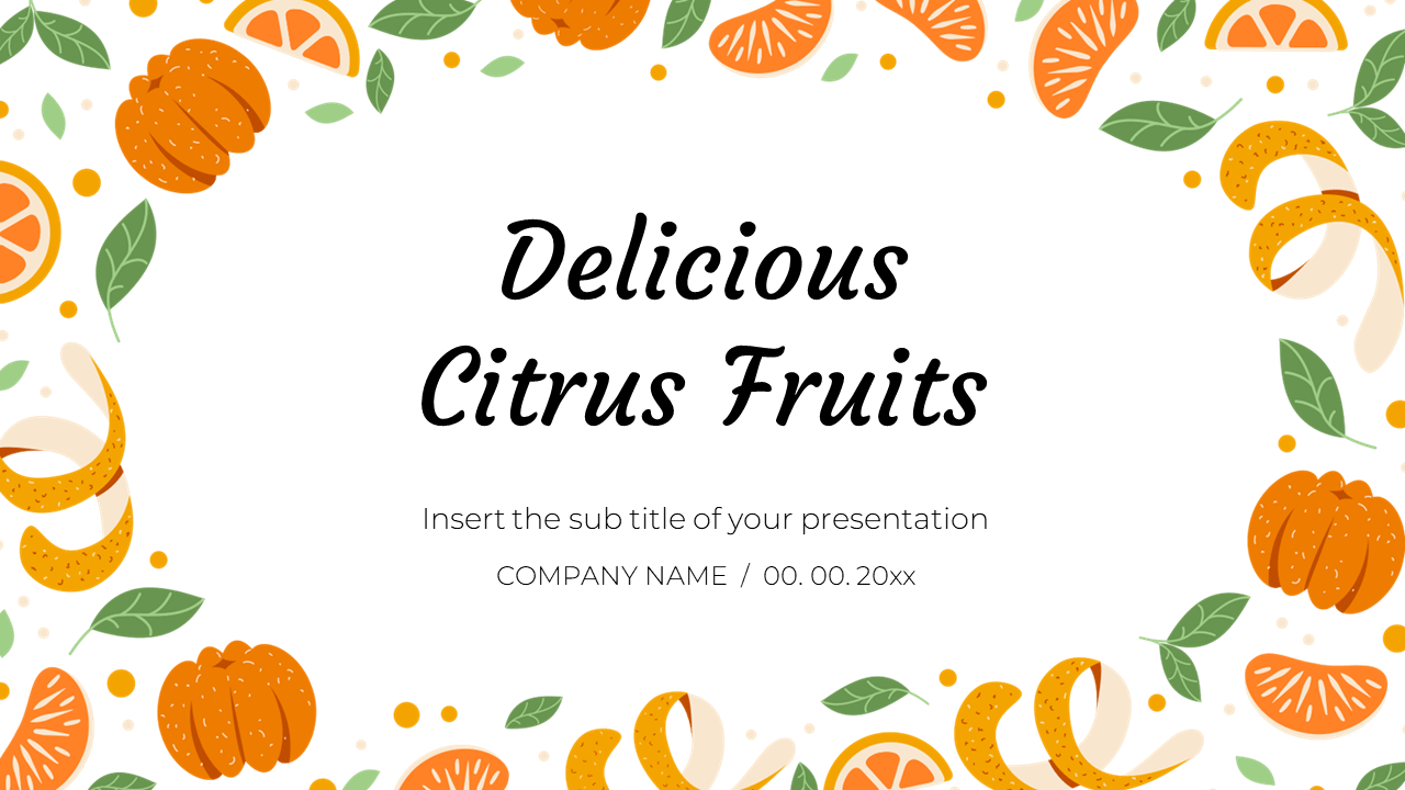 Delicious Citrus Fruits Google Slides Theme PowerPoint Template