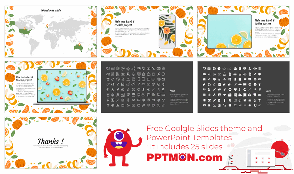 Delicious Citrus Fruits Google Slides Theme PowerPoint Template