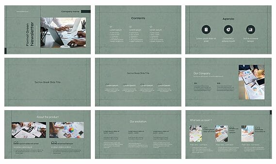 Formal Green Newsletter Google Slides PowerPoint Templates