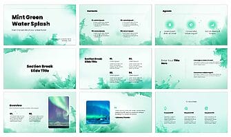 Mint Green Water Splash Free Google Slides PowerPoint Template
