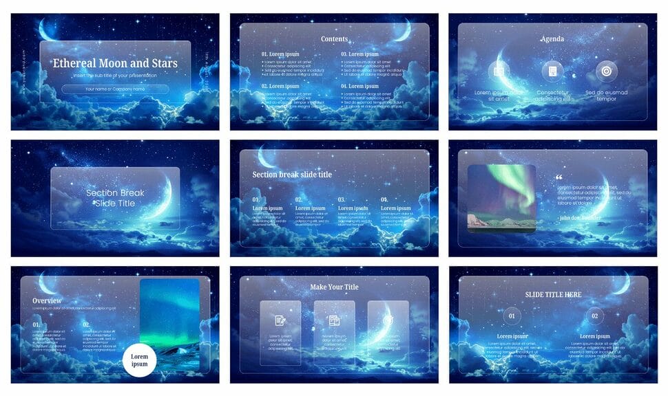 Ethereal Moon and Stars Free Google Slides PowerPoint Template