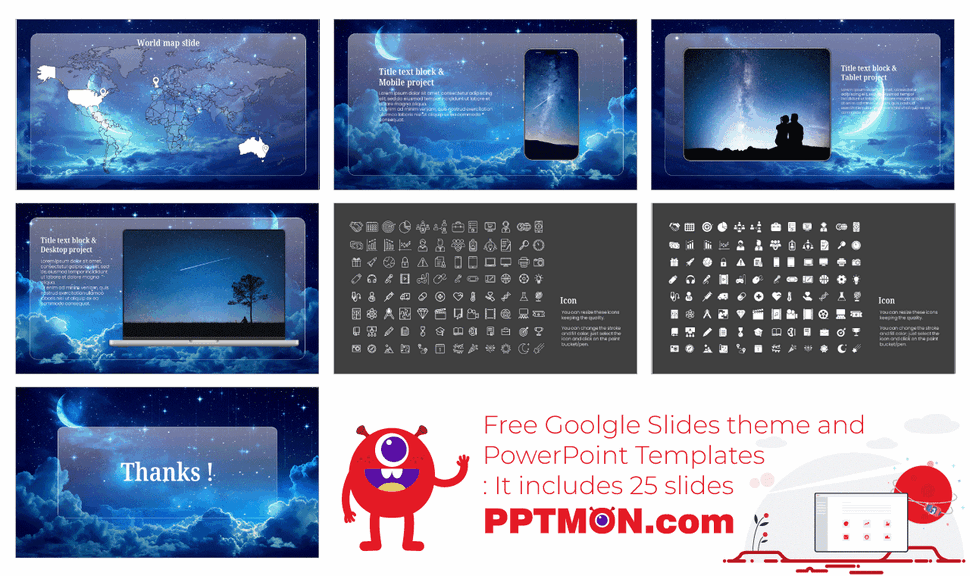 Ethereal Moon and Stars Free Google Slides PowerPoint Template
