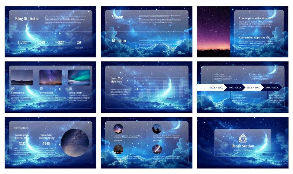 Ethereal Moon and Stars Free Google Slides PowerPoint Template