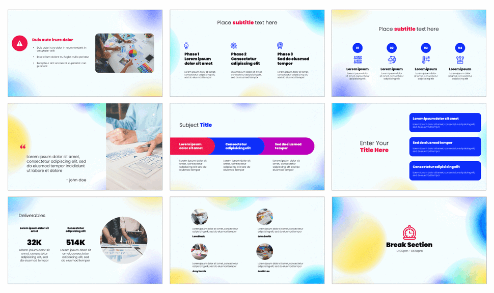 Gradient Holographic Google Slides Theme PowerPoint Template