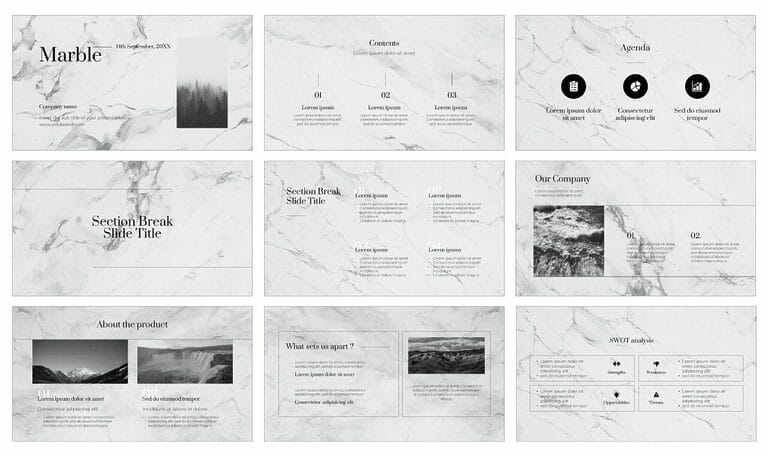 Marble Free Presentation Template - Google Slides PowerPoint
