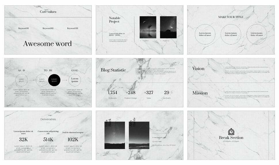 Marble Free Presentation Template - Google Slides PowerPoint