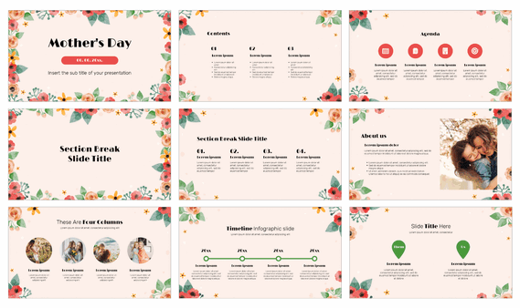 Mother's Day Flowers Google Slides Theme PowerPoint Templates