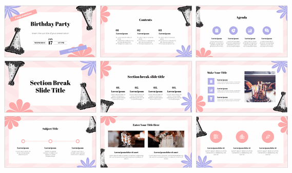 Simple Birthday Party Google Slides Theme PowerPoint Templates