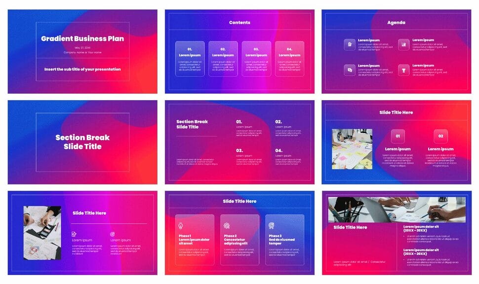 Gradient Business Plan Free Google Slides PowerPoint Templates