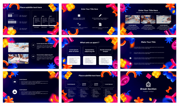 Creative 3D Geometric Art Google Slides PowerPoint Templates