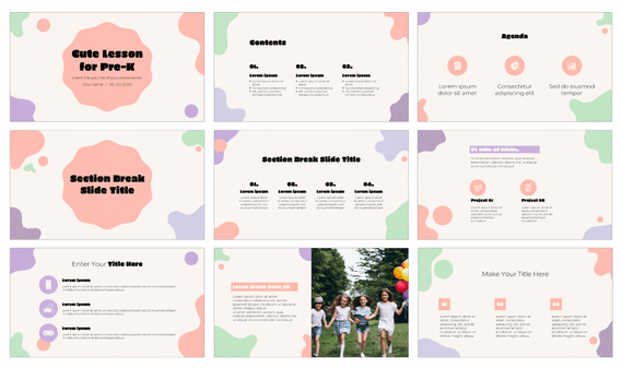 Cute Lesson for Pre-K Google Slides Theme PowerPoint Templates