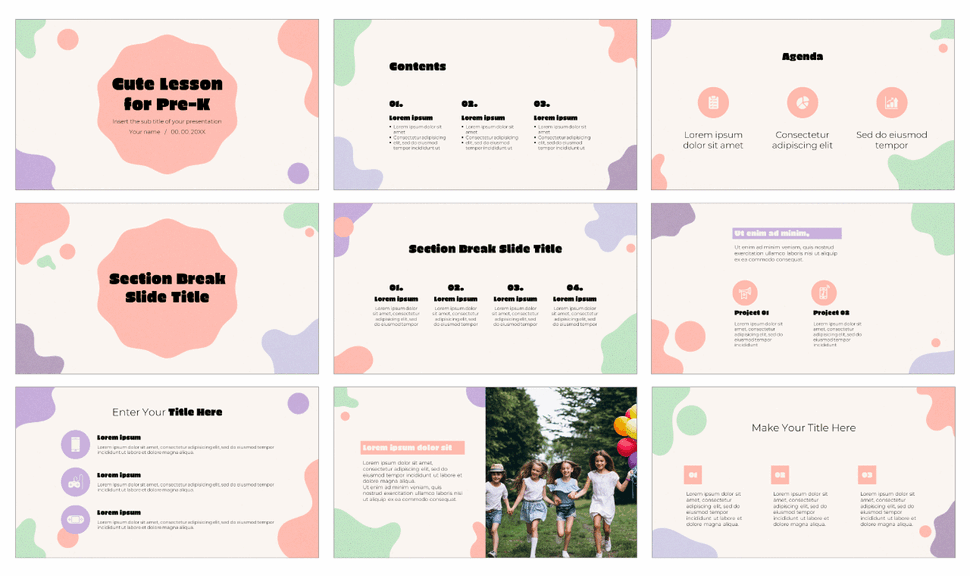 Cute Lesson for Pre-K Google Slides Theme PowerPoint Templates