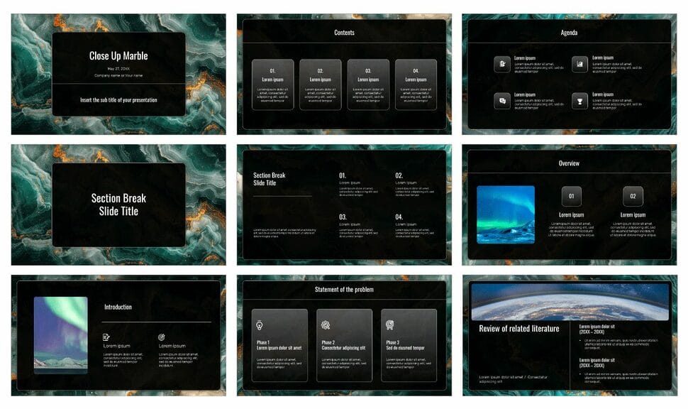 Close Up Marble Free Google Slides Theme PowerPoint Templates