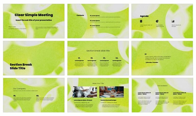 Clear Simple Meeting Google Slides Theme PowerPoint Templates