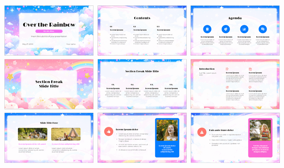 Over the Rainbow Google Slides Themes PowerPoint Templates