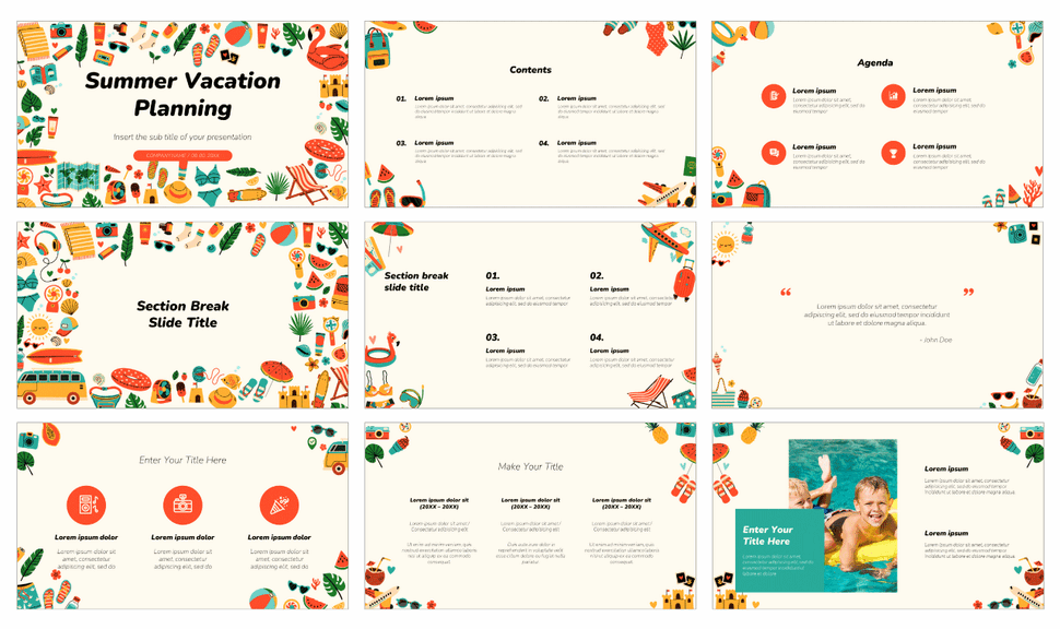 Summer Vacation Planning Google Slides PowerPoint Templates
