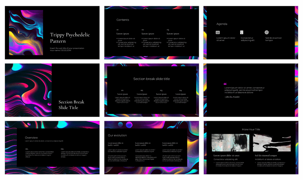 Trippy Psychedelic Pattern Google Slides PowerPoint Templates