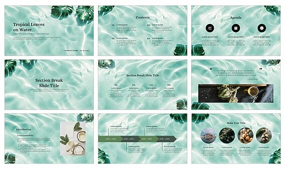 Tropical Leaves on Water Free Google Slides PowerPoint Template