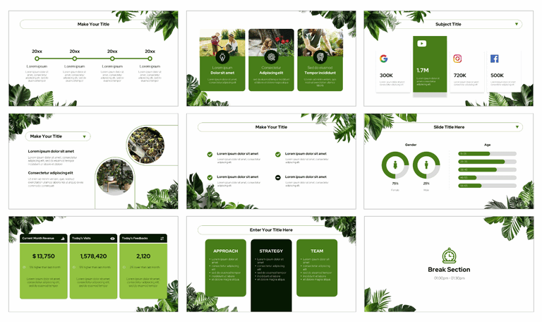 Tropical Leaves Foliage Plant Google Slides PowerPoint Templates