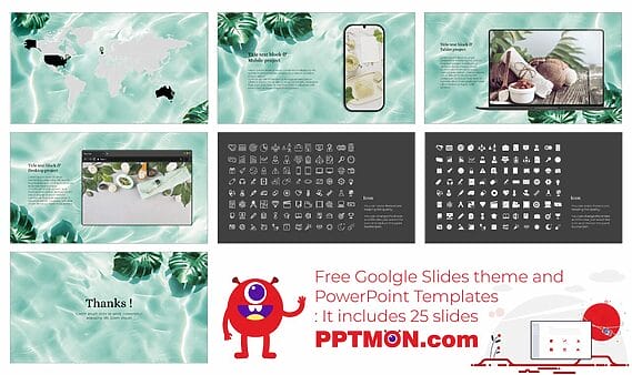 Tropical Leaves on Water Free Google Slides PowerPoint Template
