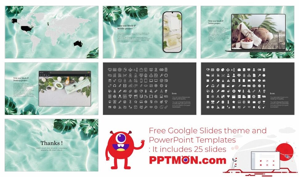 Tropical Leaves on Water Free Google Slides PowerPoint Template