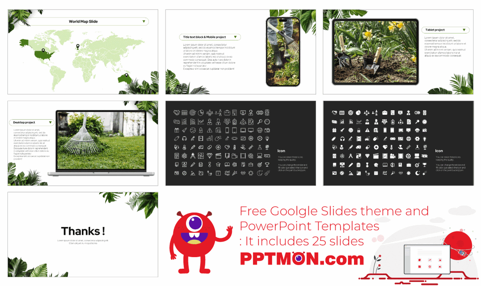 Tropical Leaves Foliage Plant Google Slides PowerPoint Templates