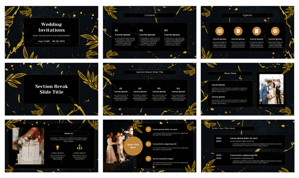 Elegant Wedding Invitations Google Slides PowerPoint Templates
