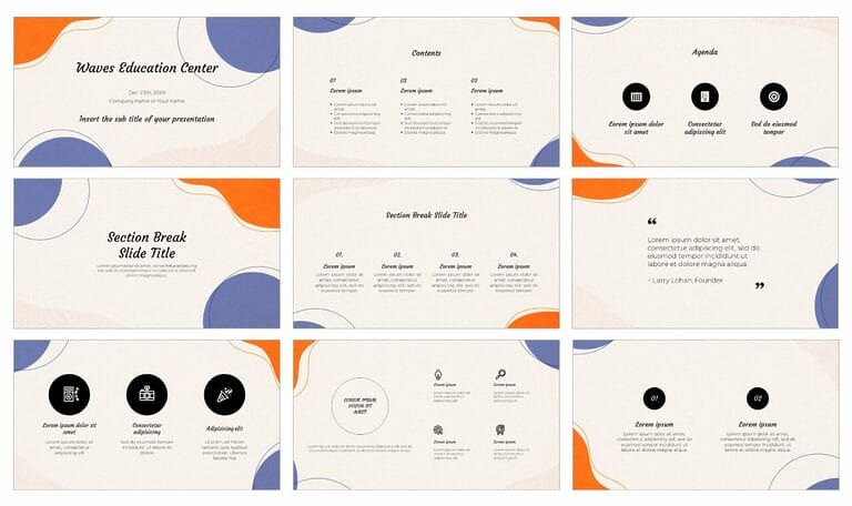 Waves Education Center Free Google Slides PowerPoint Template