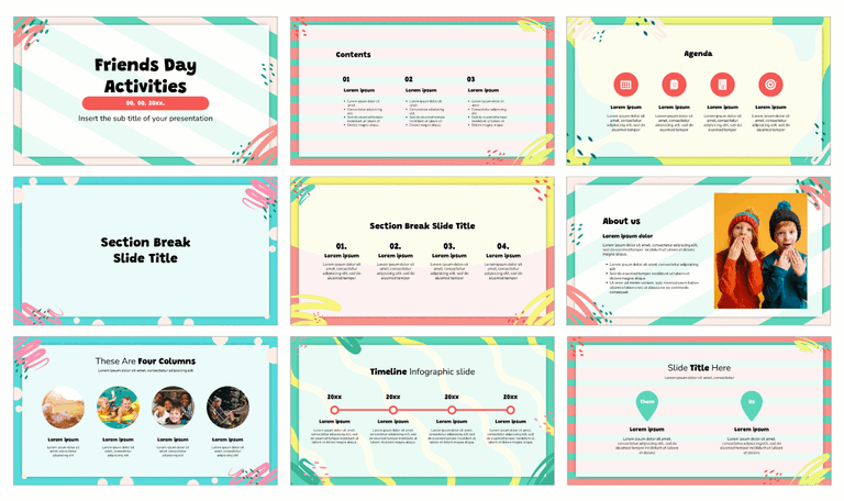 Friends Day Activities Google Slides Theme PowerPoint Templates