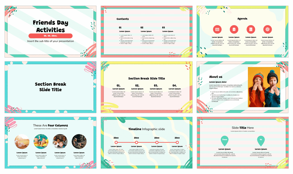 Friends Day Activities Google Slides Theme PowerPoint Templates