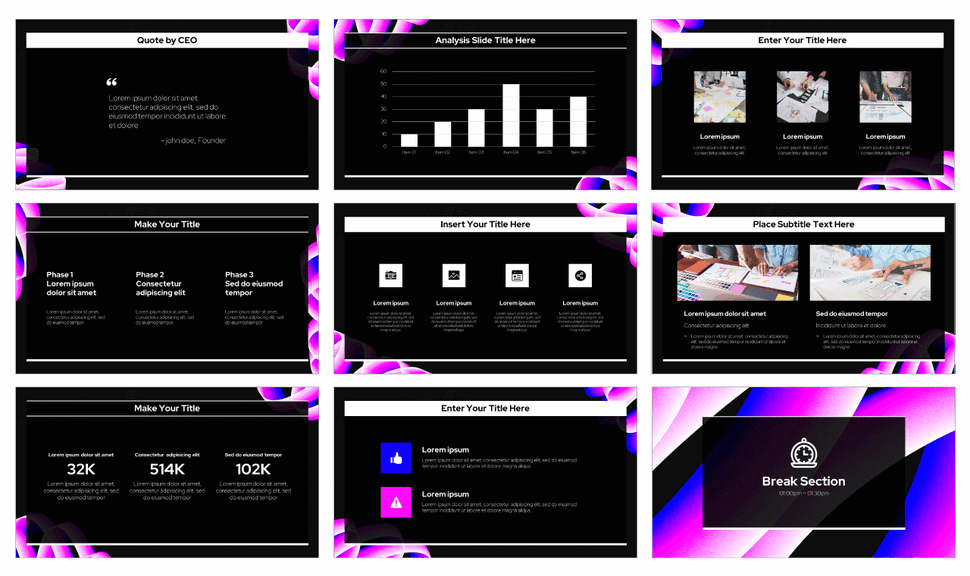 Linear Bright Gradient Google Slides Theme PowerPoint Templates