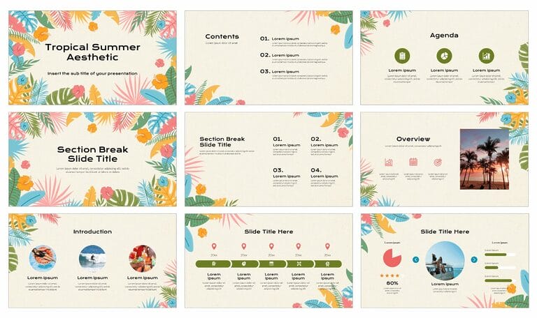 Tropical Summer Aesthetic Google Slides PowerPoint Templates
