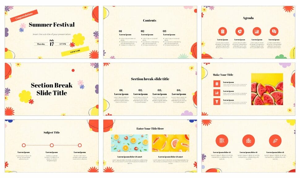 Summer Festival Free Google Slides Theme PowerPoint Templates